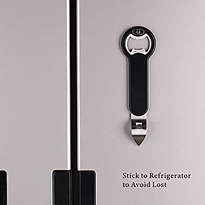 KITCHENDAO Magnetic Bottle and Can Opener for Refrigerator, Stainless Steel Manual Can Punch Opener for Liquid with Cap Catcher, Stick to Fridge for Easy Storage, Can Tapper Church Key with Magnet