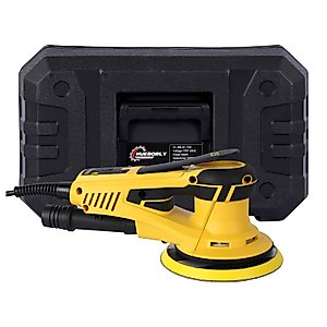Electric Random Orbital Sander 350W Brushless Motor 3/16 inch Orbit, 110V 6-Inch 10000 RPM Variable Speed Tool for Metal Fabrication, Woodworking Walls and Car Polishing with Plastic Case