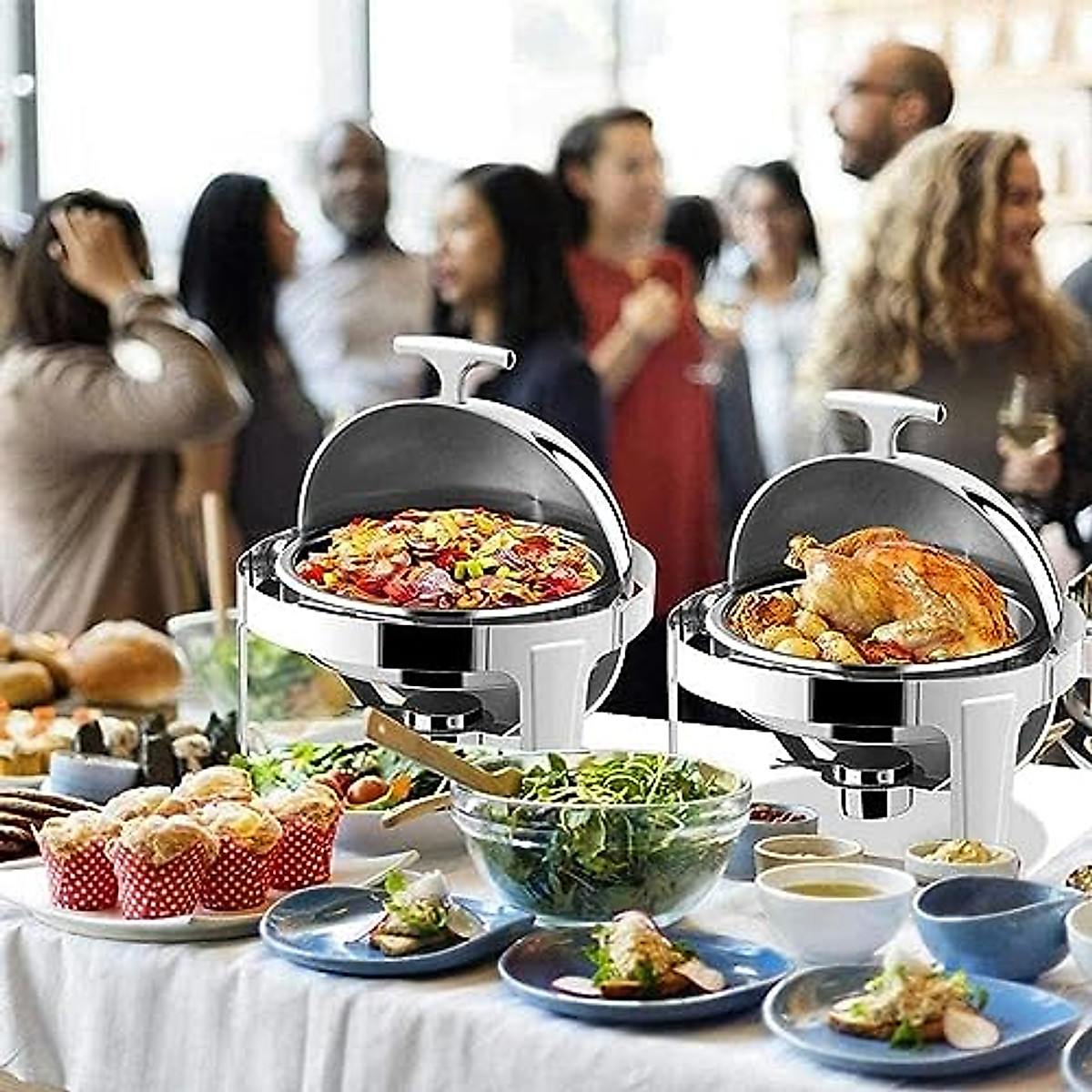 Chafing Dishes Chafing Dish Buffet Set, Food Warmers Server Warming Tray Round Rectangular Chafers, Stainless Steel Square Chafer, Round Food Warmer Chafing For Catering Warmer Chafer Set, Energy Effi