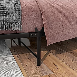 JURMERRY Metal Platform Bed Frame with Wooden Headboard and Footboard Heavy Duty Steel Support, Mattress Foundation, No Box Spring Needed, Easy Assembly, Queen Black