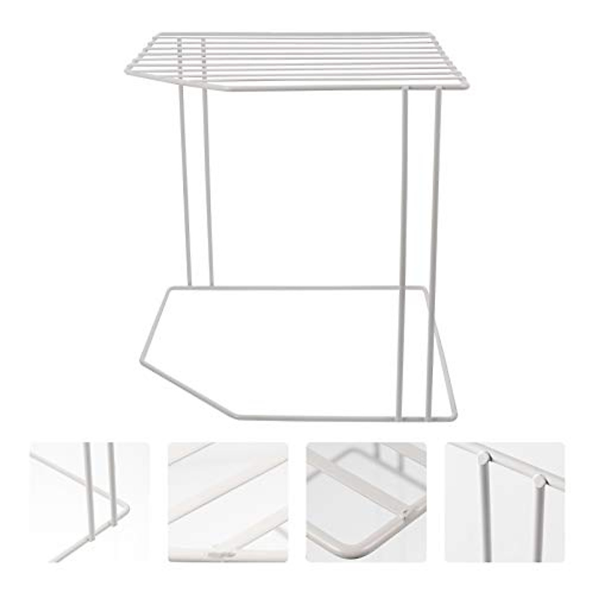 IMIKEYA Corner Shelves Metal Shelves Metal Shelves 2-Tier Corner Shelf and Cabinet Organizer for Kitchen Cabinet Pantry Dishes Corner Rack for Kitchen (White) Metal Shelf Metal Shelf Metal Shelves