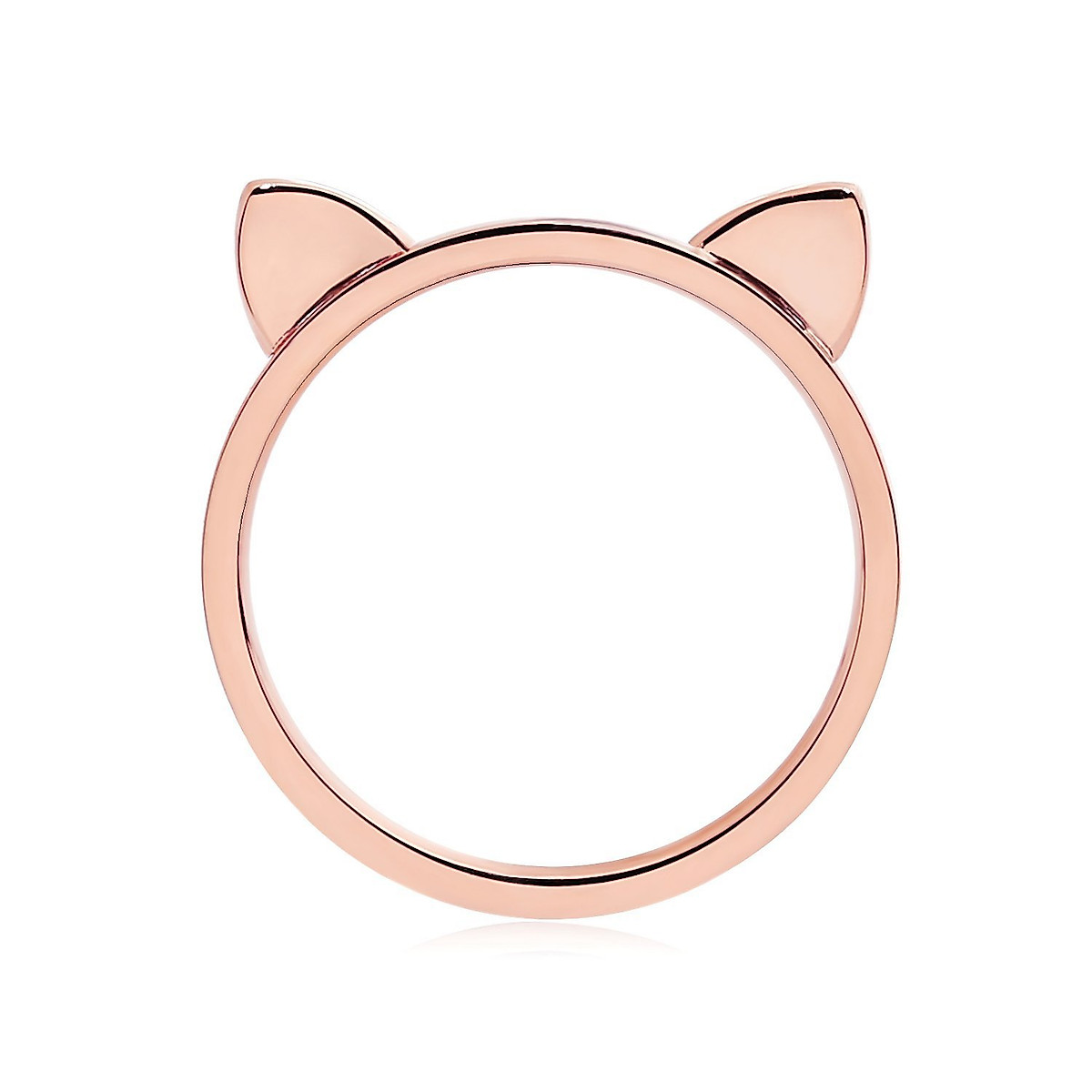 ELBLUVF 18k Rose Gold Plated Stainless-Steel Cat Ears Ring Cat Ring Size 4-7 (7)