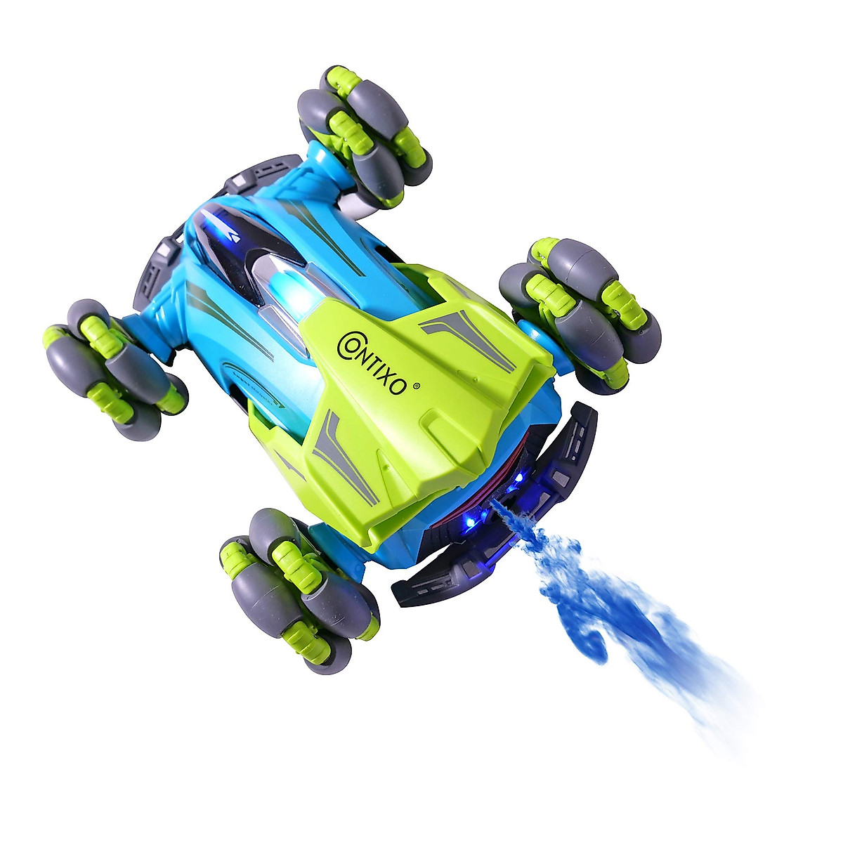 Contixo 2.4GHz Remote Control Car with 360° Rotating, Blue Smoke, One-Key Demonstration, One-Key Programming, Realistic Sounds & Lights, High Performance RC Car for Boys and Girls (SC4)