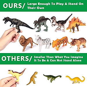 Dinosaur Truck Carrier Playset Toys Dinosaur Toys for Kids 3-5 5-7 Friction Powered Dinosaur Transport Car with 4 Dinosaurs and 4 Wildlife Animals Figures