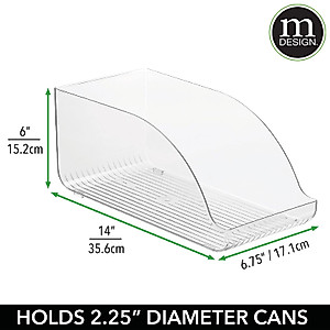 mDesign Compact Plastic Kitchen and Pantry Storage Organizer Bin for Tall Skinny Soda/Pop Cans - Kitchen, Pantry, Refrigerator - 2 Pack - Clear
