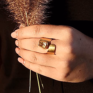 Handmade Adjustable Raw Gemstone Ring 18K Gold Plated Birthstone Hypoallergenic Jewelry by TheGlamHarbor (citrine)