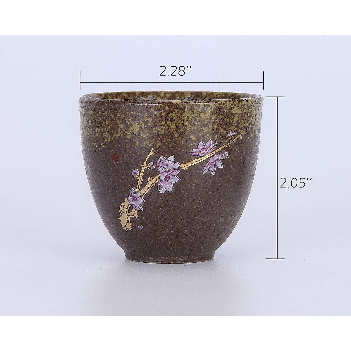 VanEnjoy Set of 5 Hand-Drawn Traditional Chinese Ceramic Teacup Tea Cups, Floral and Bird Pattern, Bulk Teacup in Gift Box (Floral Birds)