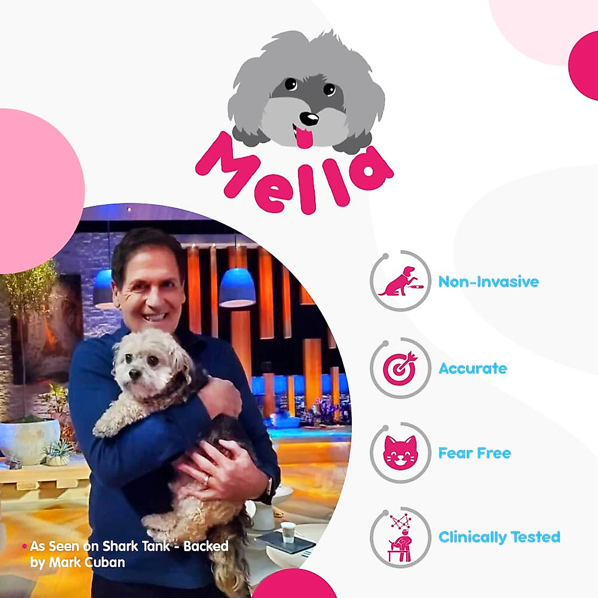 Mella Pet Thermometer - Non-Invasive - Underarm Fever Detection for Dog & Cat - Puppy Essentials and Pet Supplies