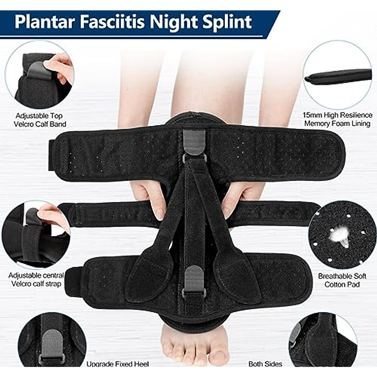 VIDECOR Plantar Fascia Night Splint,Soft Breathable Plantar Fascia Boot Night Splint Sock - Adjustable Foot Stretcher for Achilles Tendonitis, Drop Foot Brace for Right or Left Foot,C