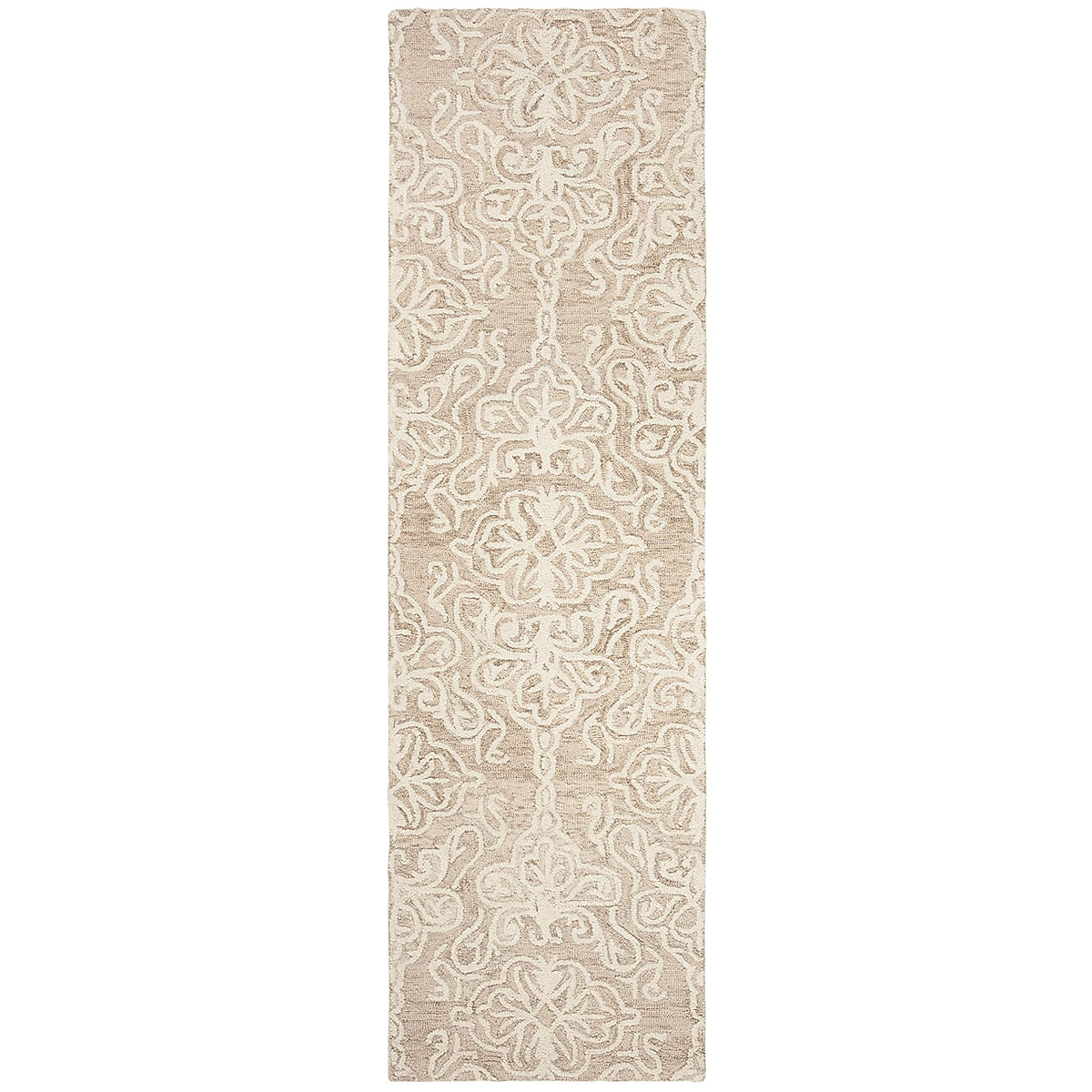 SAFAVIEH Blossom Collection 2' 3" x 12' Beige/Ivory BLM112B Handmade Premium Wool Entryway Foyer Living Room Kitchen Runner Rug
