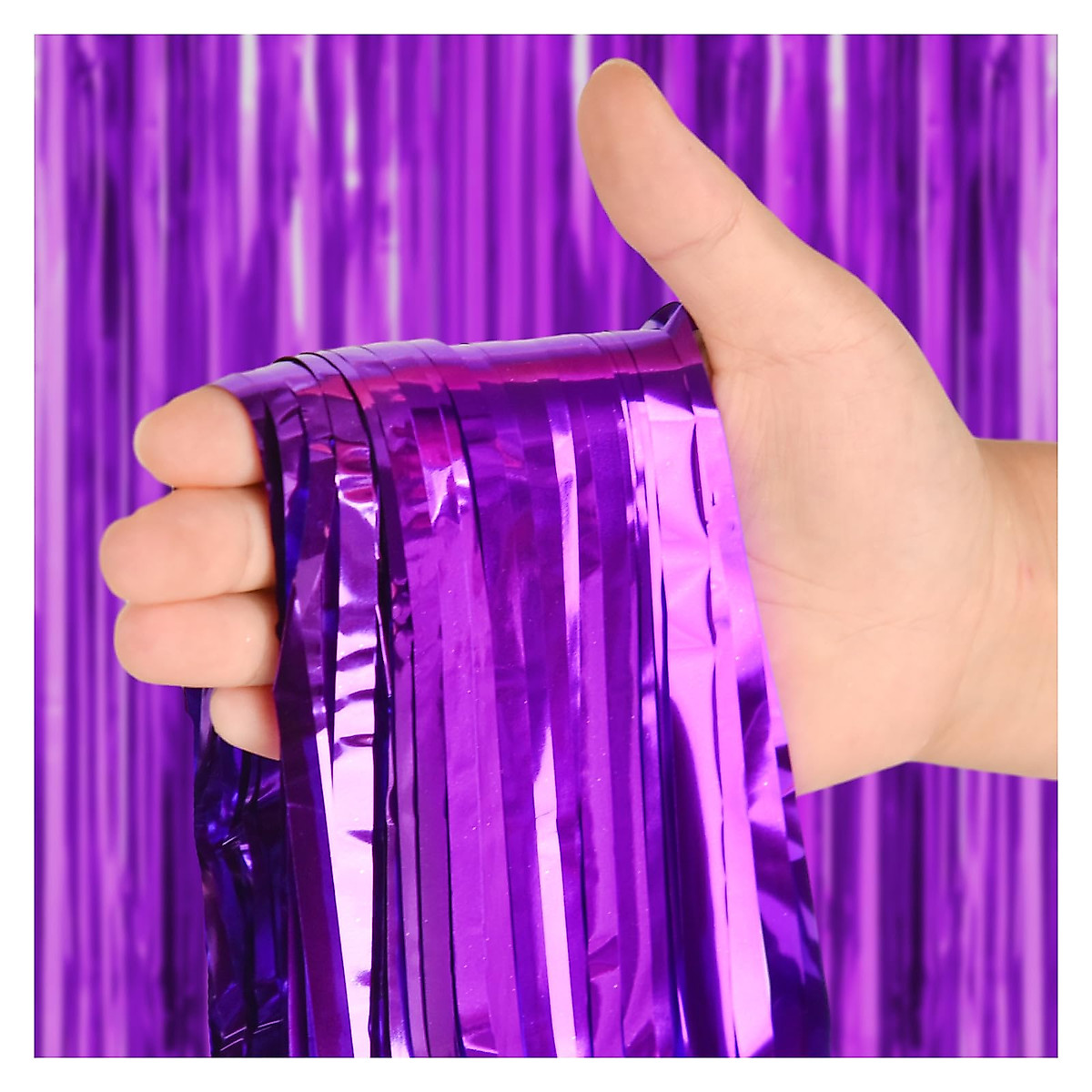 2 Pack 3.3 ft x 9.9 ft Purple Tinsel Curtain Party Backdrop Decorations, Metallic Foil Fringe Backdrop Door for Bachelorette Party Decorations,Purple Streamers,Purple Birthday Backdrop