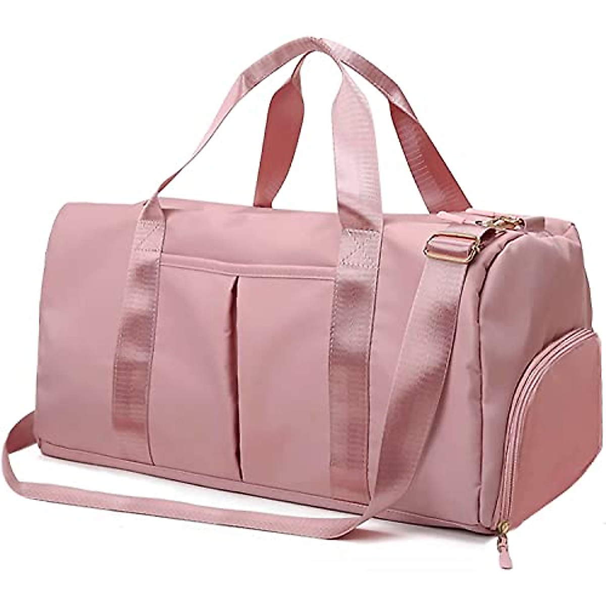 Suruid Sports Gym Bag Travel Duffel Bag for Women and Men Waterproof Weekender Overnight Tote Carry On Bag with Shoes Compartment & Wet Pocket Lightweight Adjustable Strap - Pink