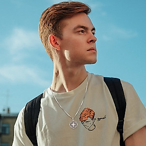 Eusense Compass Necklace 925 Sterling Silver Jewelry Compass Locket Necklace for Women Picture Locket Necklace that Holds Pictures Compass Jewelry Compass Pendant Necklace for Men