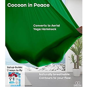 Aurora PRO Aerial Silks + Yoga Hammock (Full Rigging Hardware) Safety CE Certified - 100% Premium Nylon in 40 Denier