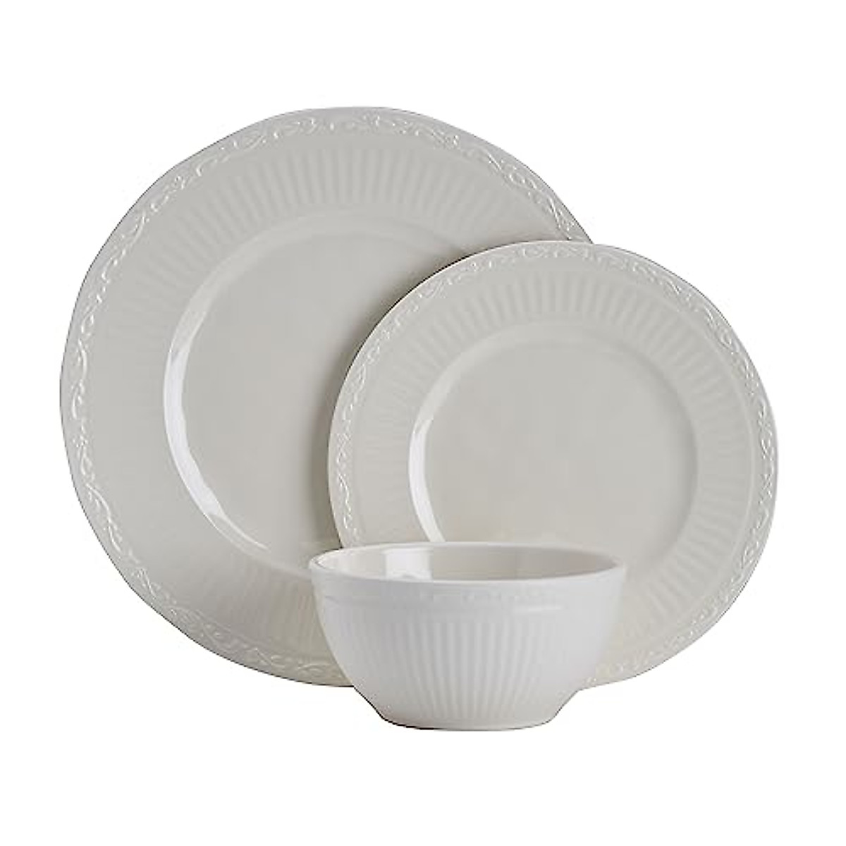 Mikasa Italian Countryside Melamine Outdoor Dinnerware Set, Service for 4, Cream, 12 Piece