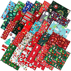 42 Pieces Christmas Fabric Bundles Sewing Quilting Fabric 10 x 10 Inch Christmas Santa Elk Snowflake Printing Fabric Squares Craft Fabric for Patchwork Sewing DIY Craft Christmas Party Supplies