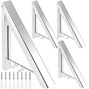 SEUNMUK 4 Pack Clothes Drying Rack, Wall Retractable Clothes Rack Laundry Room Drying Rack Hanger Foldable, Aluminum Folding Clothes Hanger for Laundry Room, Home, Bedroom, Silver