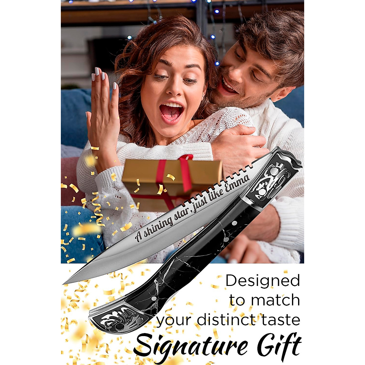 Personalized Pocket Knife - Ideal Father's & Mother's Day Gift - Custom Knives - Customized Gifts for Men - Unique Knife for Him & Her - Cool Engraved Present for Dad Husband Boyfriend - Best Gift for Birthday 806 PS 1