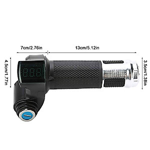 1Pair E-Bike Throttle Grip,12-84V Universal Electric Bicycle Scooter Wire Twist Throttle Grip with LCD Battery Voltage Display Key Knock
