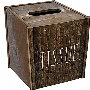 Rae Dunn Tissue Box Cover - Home and Bathroom Decor Accessories - Dark Brown Wood Tissues Cube Dispenser for Countertop, Desk, Dresser, Vanity, Bedroom, Kitchen, Office and Any Room of The House