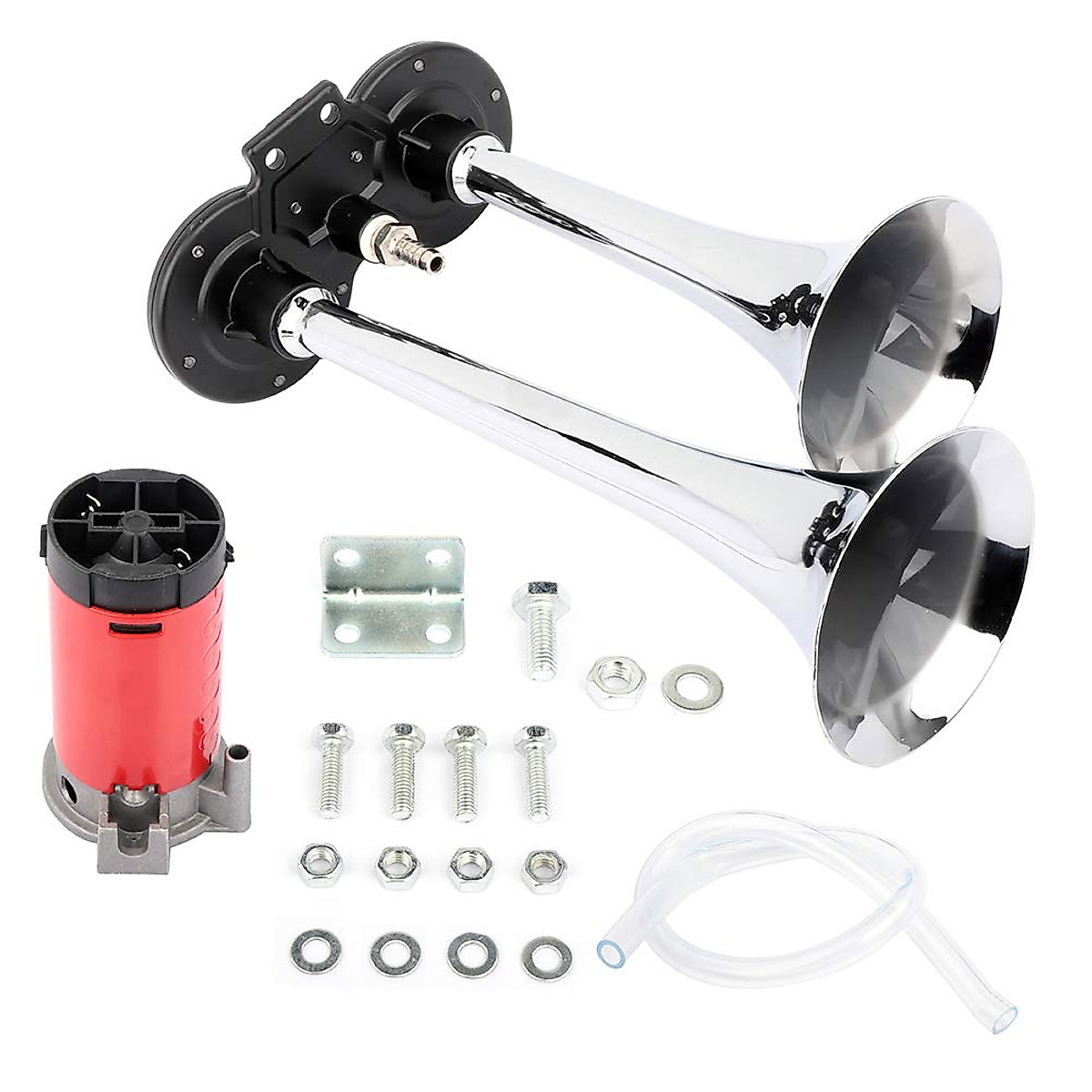 Air Horn for Car, 12V 150dB Super Loud Dual Trumpet Horn Kit with Compressor for Trucks Lorrys Trains Boats Cars