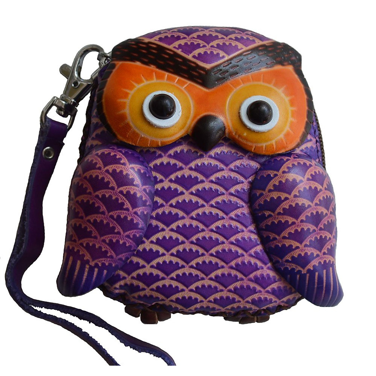Leather Wristlet Coin/change Purse,Jewelry Holder,lovely Baby Owl shape,Purple (Purple)