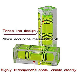High Precision Mini Level Bubble Small Horizontal Bubble Three Line Horizontal Pearl Level Magnetometer 2PCS (Without magnet)