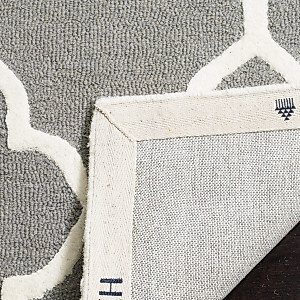 SAFAVIEH Cambridge Collection 8' x 10' Dark Grey/Ivory CAM312D Handmade Moroccan Trellis Premium Wool Area Rug