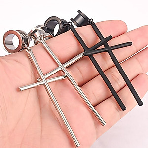 Vankula 2PCS Cross Hypoallergenic Stainless Steel Plugs Ear Gauges Weights Tunnels Piercing Expander Stretchers Fashion Body Jewelry