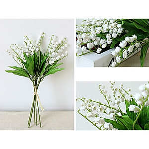 RIABXZ 12 Pcs Lily of The Valley, Artificial Lily of The Valley Flowers Arrangement Bundle for Wedding Bouquet Home Garden Decor White Wedding Artificial Flowers