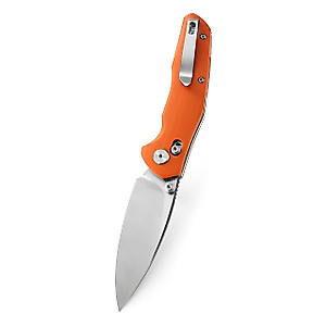 BESTECHMAN Ronan EDC Folding Knife Orange G10 Handle Pocket Knife, 14C28N Steel Thumb-Stud Outdoor Tools, BMK02C (Orange Handle)