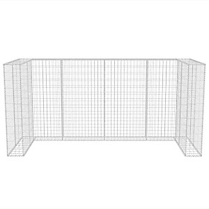 Festnight Gabion Triple Wheelie Bin Shed Galvanised Steel Garden Trash Container Surround 98.4 x 39.4 x 47.2 Inches (L x W x H)