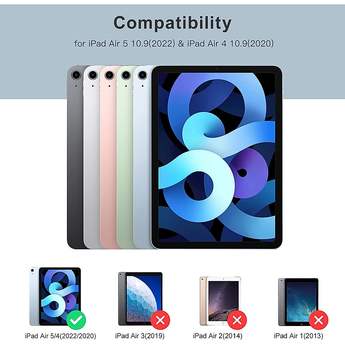 BMOUO Kids Case for iPad Air 5th/4th Generation (10.9 inch,2022/2020), iPad Air 5/4 Case with Screen Protector, Shockproof Protective Kids Case with Handle Stand for iPad Air 4/5 Gen, Blue