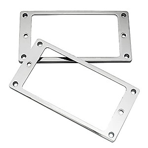 MusiclilyMetal Flat Humbucker Pickup Mounting Ring Set Humbucker Pickup Frame Replacement for Electric Guitar, Chrome (Pack of 2)