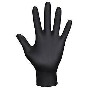 SAS Safety 66517 Raven Powder-Free Disposable Black Nitrile 7-Mil Gloves, 100 Gloves by Weight