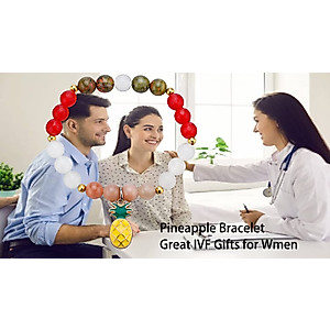 Haoze IVF Gifts for Women Infertility Pineapple Charm Bracelet Fertility Journey Bracelet Positive Pregnancy Reiki Infused Jewelry Pregnancy Gift for Her(Pineapple)