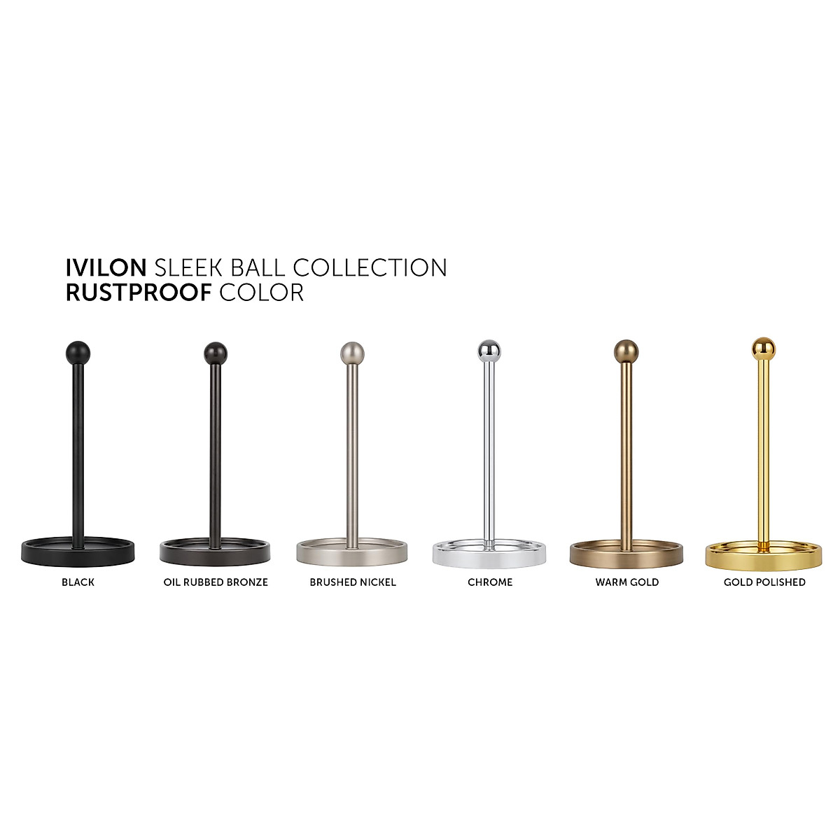 Ivilon Countertop Paper Towel Holder - Modern Sleek Ball Minimalist Design - Color Warm Gold
