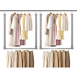 STO STO Closet Hanging Rod, Length and Height Adjustable Closet Rod, Space-saving Closet Extender Hanging Bar for Hanging Clothes, Webbing, 2 Pack
