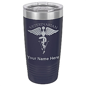 LaserGram 20oz Vacuum Insulated Tumbler Mug, Veterinarian, Personalized Engraving Included (Navy Blue)