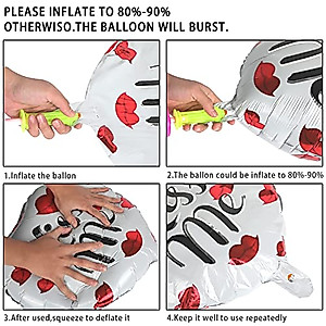 Valentines Day Decorations, 64Pcs Pink White Heart Print Balloons Heart Confetti Balloons Foil Balloons for Valentines Day Proposal Engagement Wedding Party Decorations