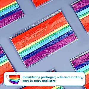 Tomorotec 60PCS Face Masks Disposable Adult Unisex Rainbow Colors Individually Packaged Purple Elastic Ear Loops 3-Layer Light Soft Fit