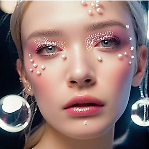 KoZiHog 990 Pcs Self Adhesive Pearl Stickers,Peals Gems for Hair, Makeup, Face Eye, Nail,DIY Craft Crafts Decor Pearl 6 Sheet, 6 Size