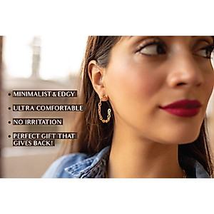 Benevolence LA Chain Hoop Earrings for Women, 14 Karat Gold Hoop Earrings for Women, 14k Real Gold Hoops Earrings, Chunky Gold Hoop Earrings, Large Gold Hoop Earrings, Women's Hoop Earrings 30mm