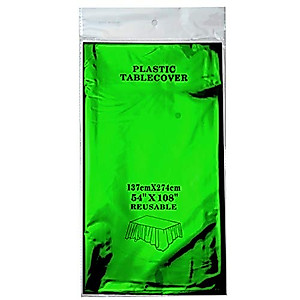 Green Foil Tablecloth Plastic Table Cover Rectangle Tables Tinsel Foil Table Cloth for Wedding Bachelorette Anniversary Birthday Thanksgiving Christmas Party, 54 x 108 Inch, 2pc