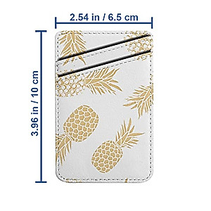 Diascia Pack of 2 - Cellphone Stick on Leather Cardholder ( Metallic Cream Gold Pineapple Fruit Pattern Pattern ) ID Credit Card Pouch Wallet Pocket Sleeve