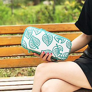 ELIATER Switch Accessories Bundle for Animal Leaf Crossing, Switch Carrying Case with Playstand & Screen Protector & 4 Thumb Grip Caps & Protective Cover & Charging Cable & Pendant