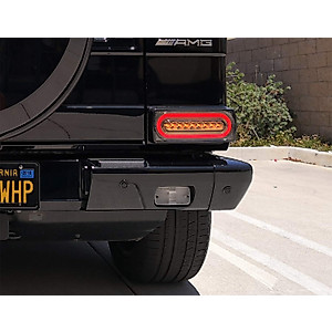 iJDMTOY Smoked Lens Dynamic Sequential Blink Laser Style Full LED Turn Signal Light Tail Lamps Compatible With 1999-18 Mercedes W463 G-Class G500 G550 G55 G63 AMG (2019 G Design)