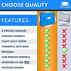 Nordic Elk Mattress Bags for Moving and Storage (Cali King) Heavy Duty Moving Supplies, 8 Sturdy Handles, Strong Zipper, Mattress Cover Queen Size Bed Bags, Storage Cover Essentials Packing Protector