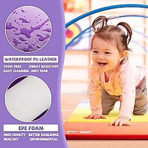 Kangaroo Hoppers Tumbling Mats for Kids, Foldable Gym Mat, Kids Gymnastics Mat with Carrying Handles for Home Activity Play, 3 FT x 6 FT, 5-Panel, 1.5'' Thickness