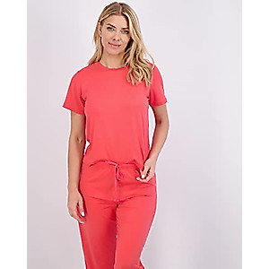 Real Essentials 2 Pack: Womens Short Sleeve Shirt Capri Sweat pants Pajama Sets Pajamas Soft PJ Women Two Piece Matching Pants Top Loungewear Sleep Wear Sexy Summer Bottoms Pijamas Ladies - Set 7, S
